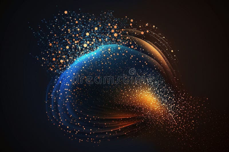 Blue Particles Artistic Background with Glitter Blue and Gold Particles ...