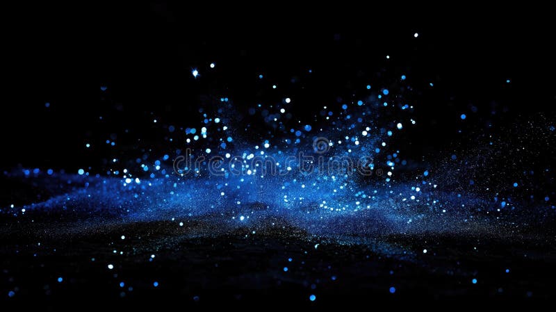 Blue Particles on Black Background Stock Photo - Image of light ...
