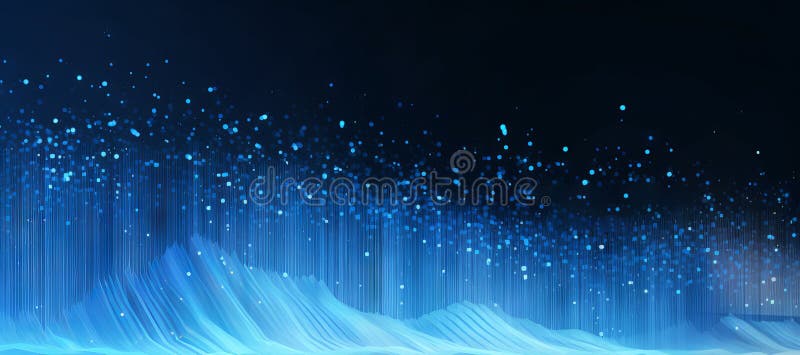 Blue Particles and Digital Waves on Navy. Abstract Technology ...