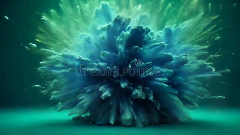 Blue Particles Exploding in High Speed Against a Green Screen for ...