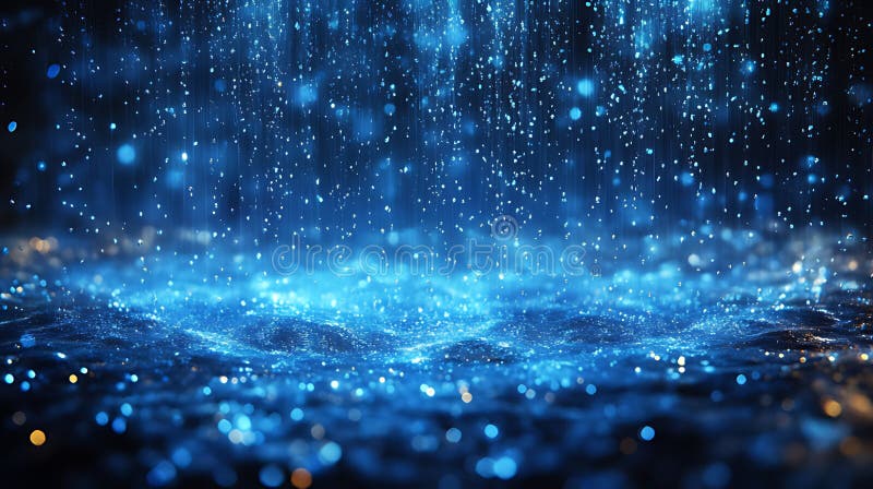 Blue Particles Falling, Dark Background, Digital Art, Website Banner ...