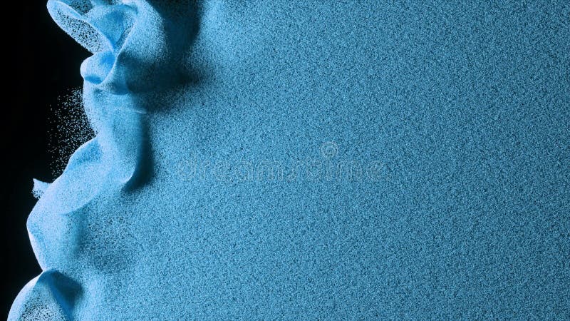 Blue Particles Fly on a Black Background. the Wind Blows Away Colored ...