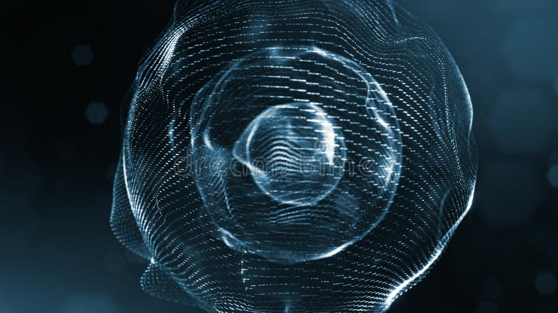 Blue Particles Form Line and Surface Grid. Microcosm or Space. 3d ...