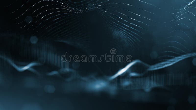 Blue Particles Form Line and Surface Grid. Microcosm or Space. 3d ...