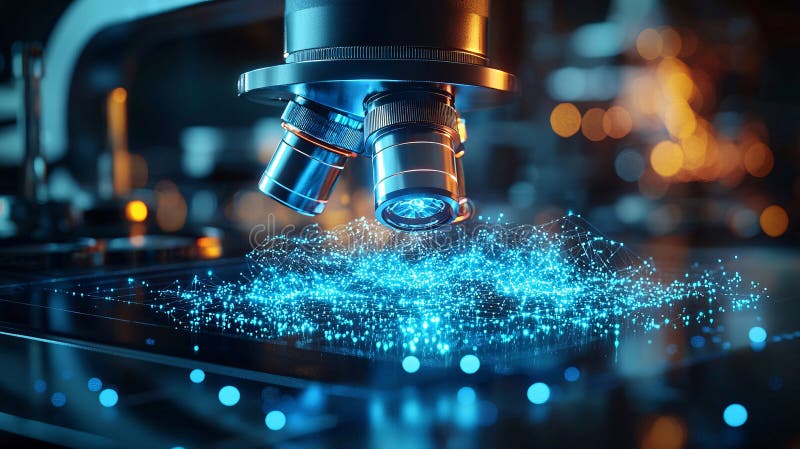 Blue Particles Under the Microscope Stock Illustration - Illustration ...