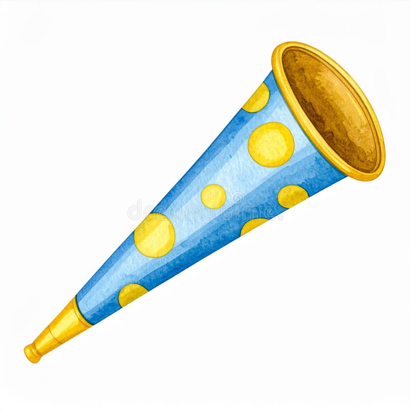 Blue Party Blower Cartoon Character with Love Cute Emoticon Stock ...