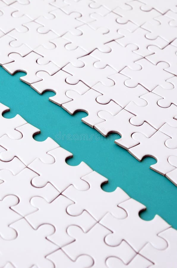 The Blue Path is Laid on the Platform of a White Folded Jigsaw Puzzle ...