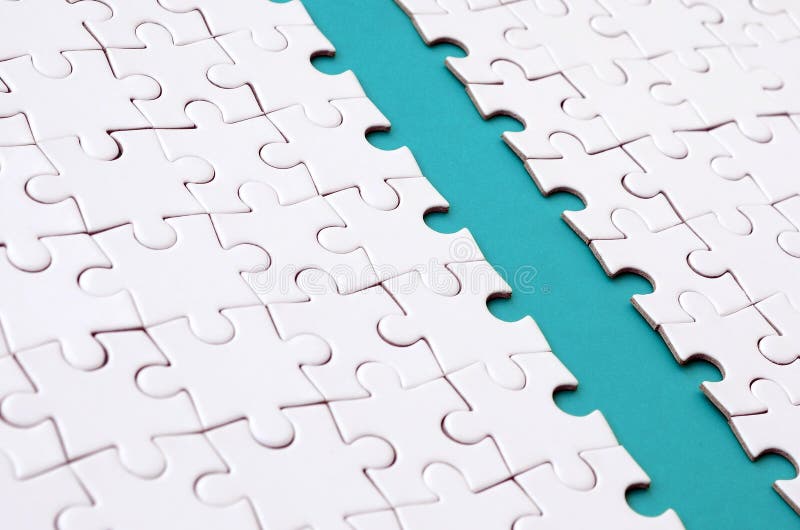 The Blue Path is Laid on the Platform of a White Folded Jigsaw Puzzle ...