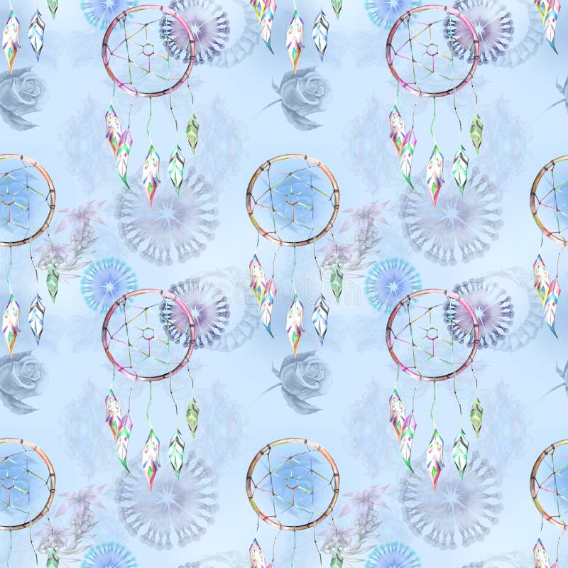 Blue pattern on boho style stock illustration. Illustration of native ...
