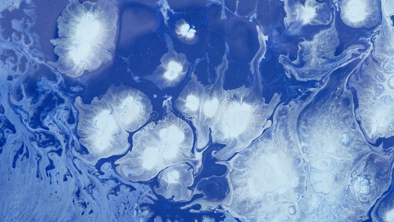 Blue Pattern of Macro Paint Spreading in Liquid Stock Video - Video of ...