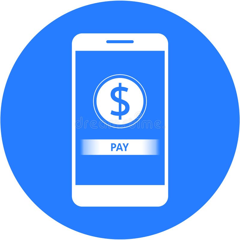 Blue Pay and Dollars Sign Design in a Flat Round Button Stock ...