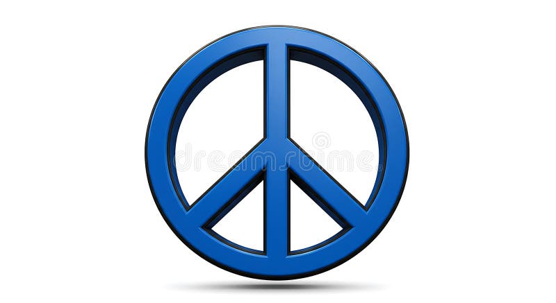 Blue Peace Symbol with a 3D Glossy Effect on a White Background. the ...