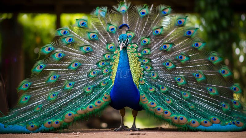 Blue peacock tail spread stock illustration. Illustration of nature ...