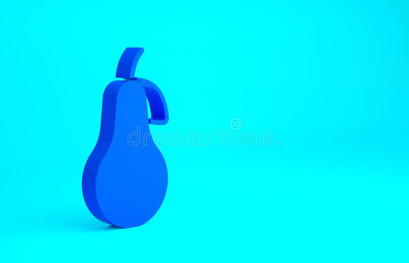Blue Pear Icon Isolated on Blue Background. Fruit with Leaf Symbol ...