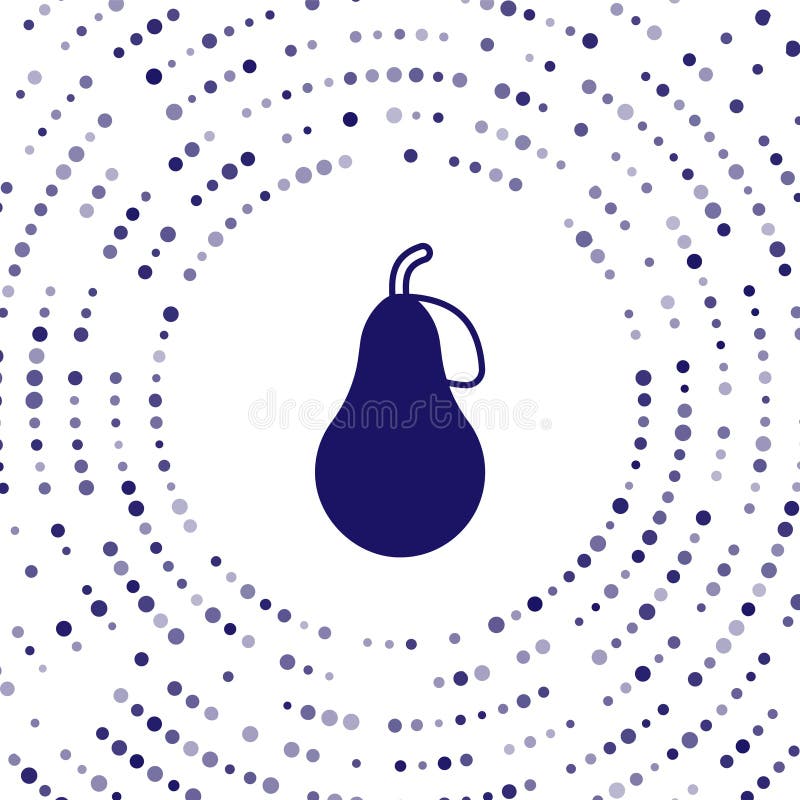 Blue Pear Icon Isolated on White Background. Fruit with Leaf Symbol ...
