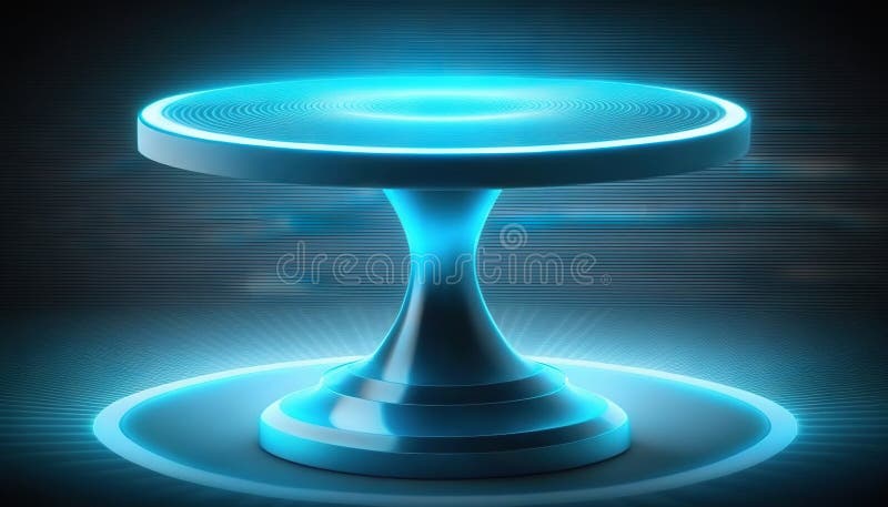 A Blue Pedestal with a Circular Base on a Black Background Stock ...
