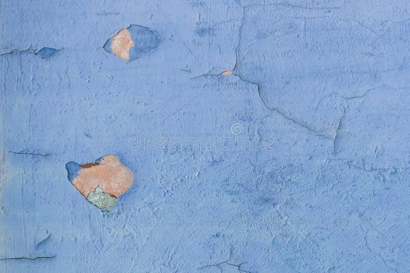 Blue Peeling Paint Plaster with Old Weathered Concrete Obsolete Wall ...