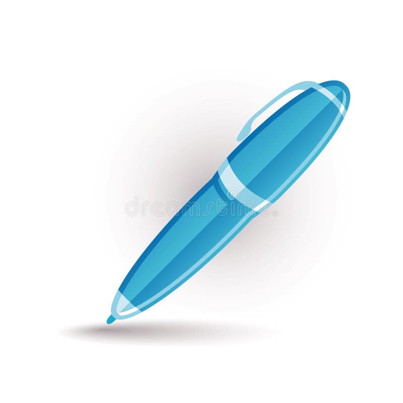Blue pen stock vector. Illustration of office, document - 14977229