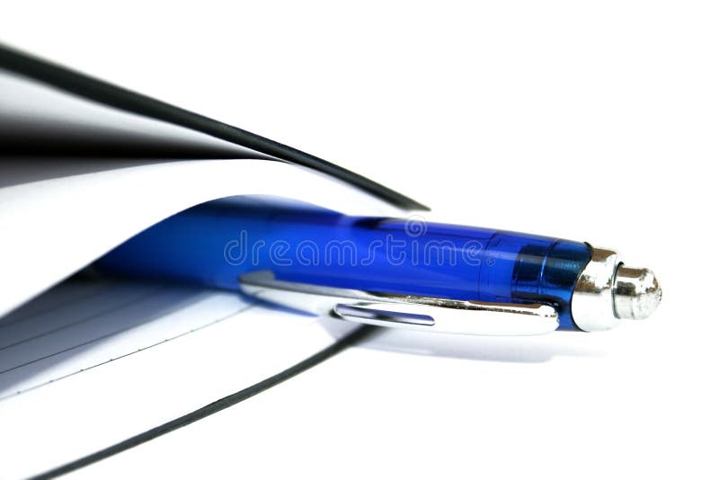 Blue Pen and Black Note-book Stock Photo - Image of meeting, notebook ...