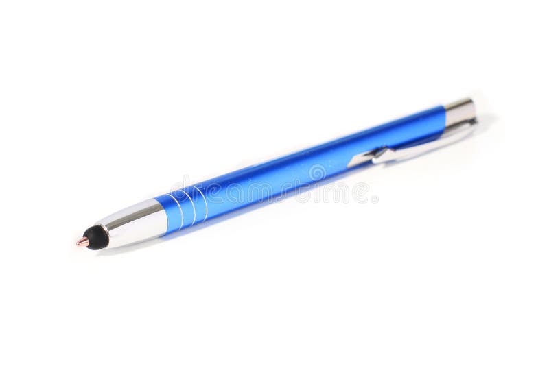 Blue Pen Isolated Over White Background Stock Image - Image of making ...