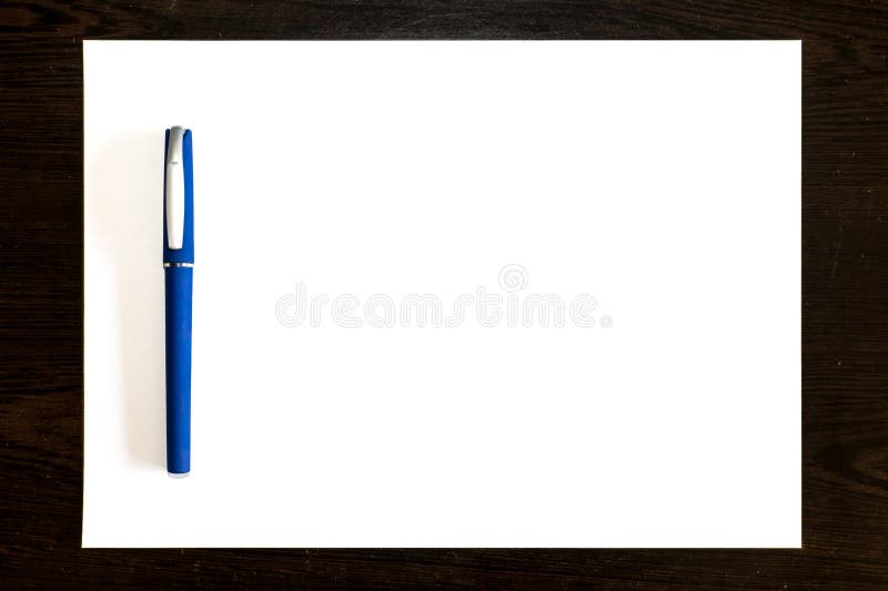 Blue Pen Isolated on a White Paper Sheet Stock Image - Image of logo ...