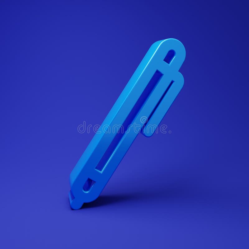 Blue Pen Line Icon Isolated on Blue Background. Minimalism Concept ...