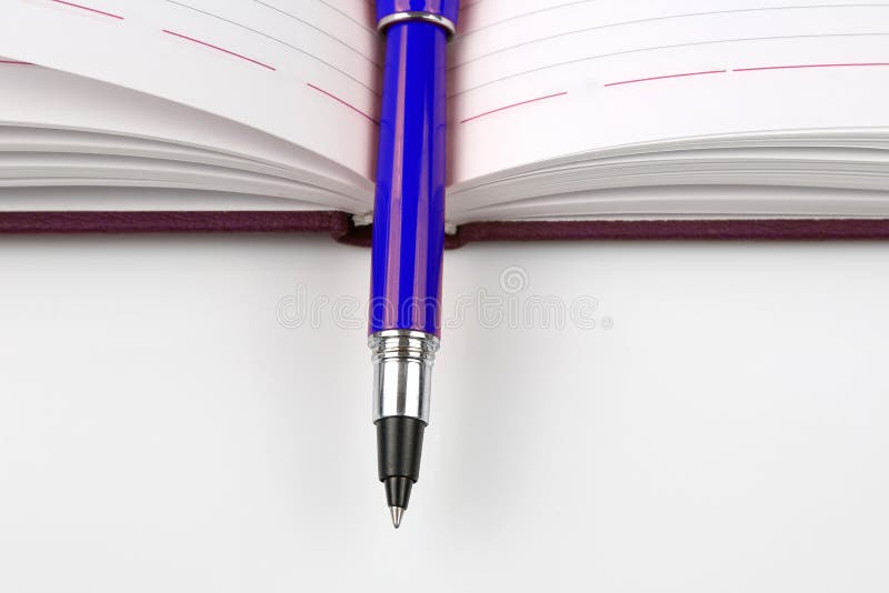 Blue Pen Lying on an Open Notebook Stock Photo - Image of message ...