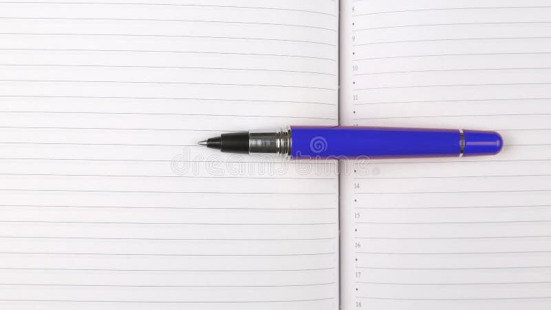 Blue Pen Lying on an Open Notebook Stock Photo - Image of sheet, idea ...
