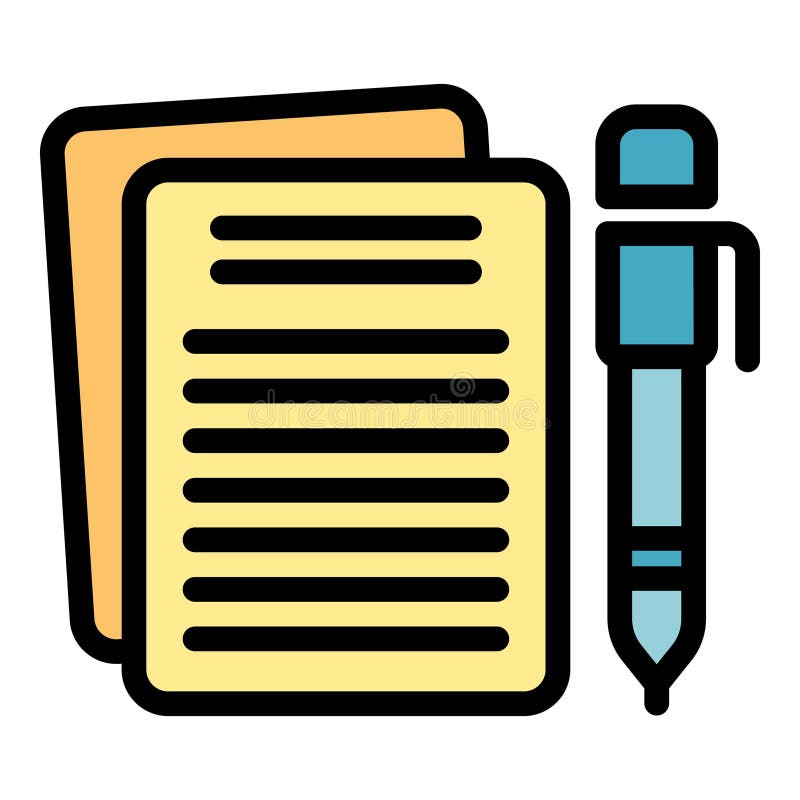 Blue Pen Near Lined Paper for Taking Notes Stock Illustration ...