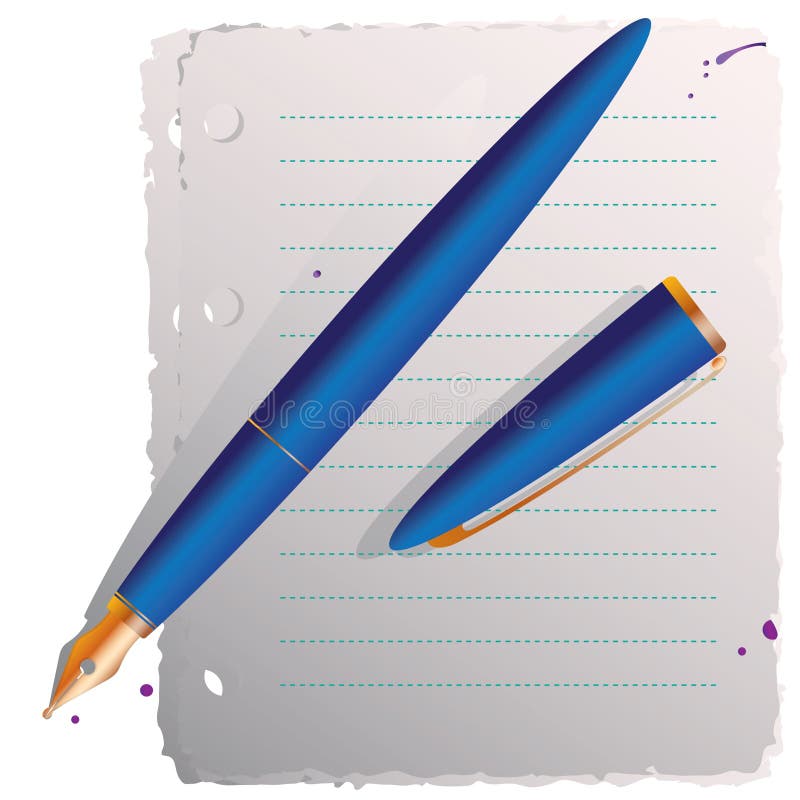 Blue pen with paper stock vector. Illustration of notebook - 7413190