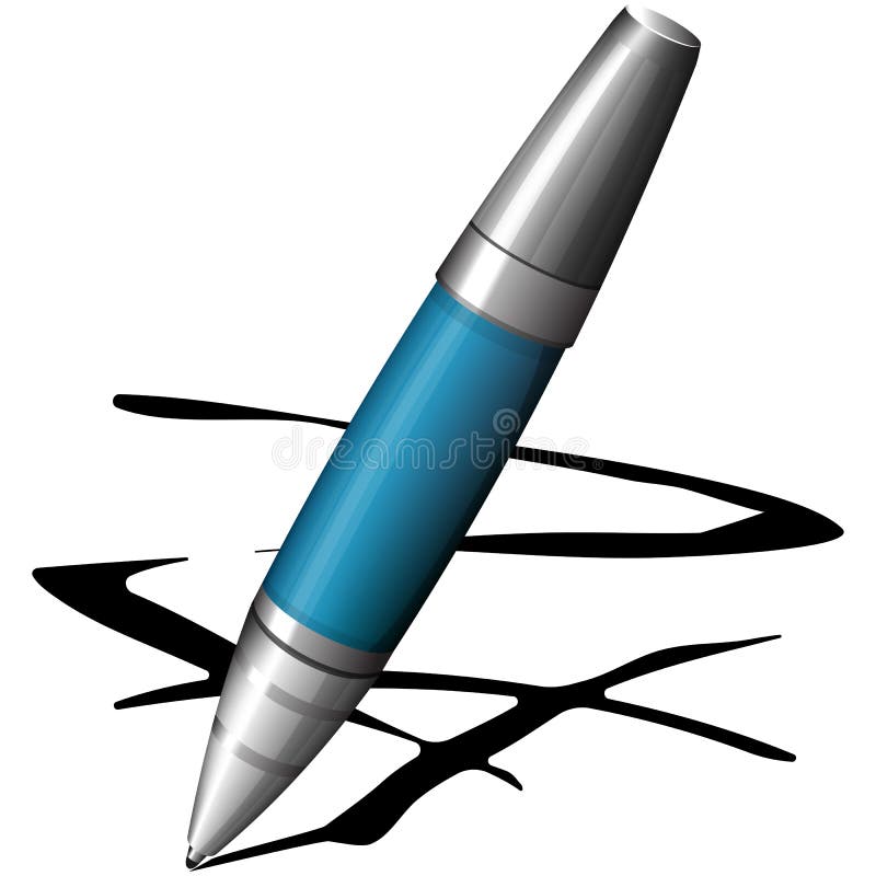 Blue pen stock vector. Illustration of plastic, shiny - 35348177