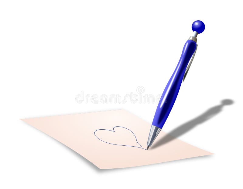 Blue pen writing on sheet stock illustration. Illustration of pencil ...