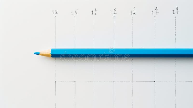 Blue Pencil Aligned with Precise Graph Markings Stock Photo - Image of ...