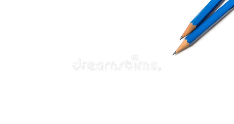 Blue Pencil with Blank White Copy Space Stock Image - Image of pencil ...