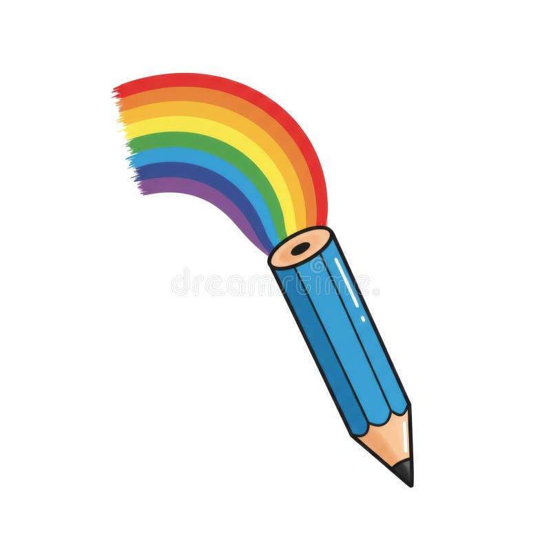 Blue Pencil Drawing Rainbow Arc Illustration Stock Illustration ...