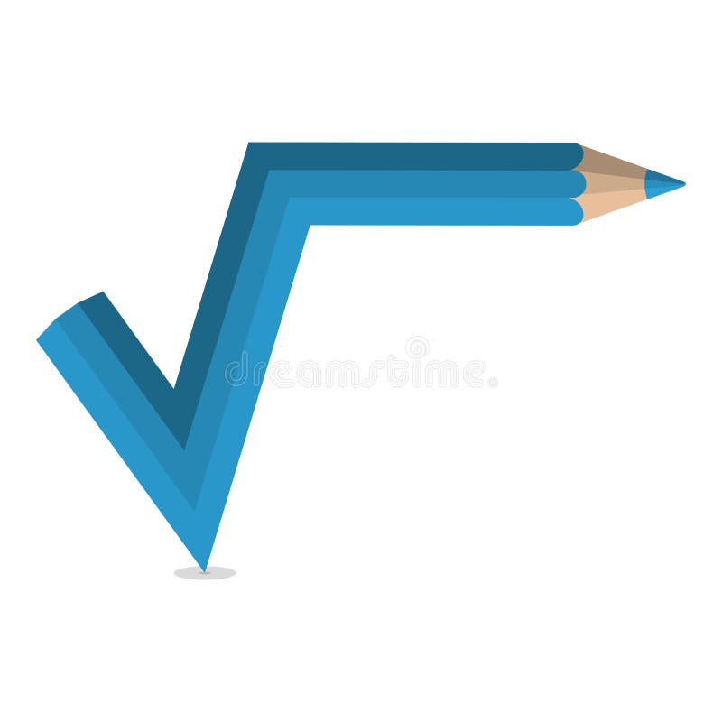 Blue Pencil Forms a Square Root Sign, Representing Academic Success ...