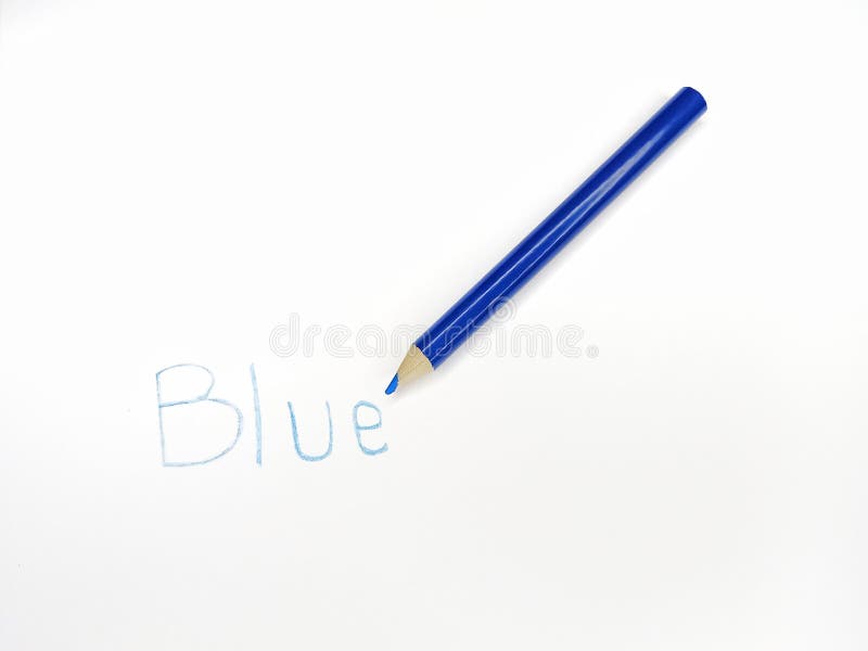 Blue Pencil with Name Written on it. Stock Image - Image of filters ...