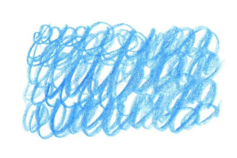 Blue Pencil Scribble on White Background, Top View Stock Image - Image ...