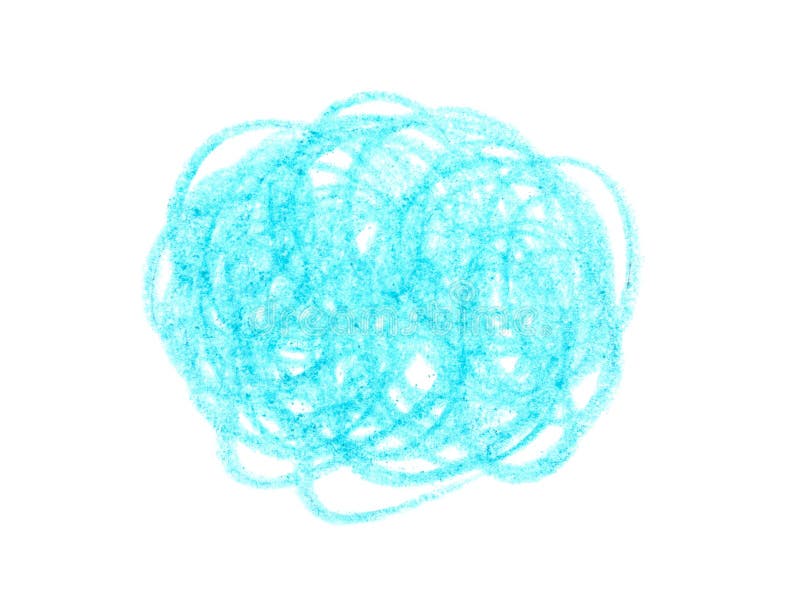 Blue Pencil Scribble on White Background, Top View Stock Photo - Image ...