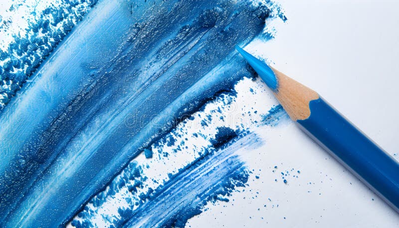 Blue Pencil Scribble on White Background, Top View Stock Photo - Image ...