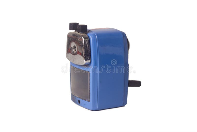 Blue Pencil Sharpener with White Isolated Background Stock Photo ...