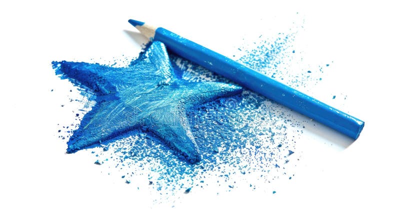 A Blue Pencil and a Blue Star on a White Background Stock Illustration ...