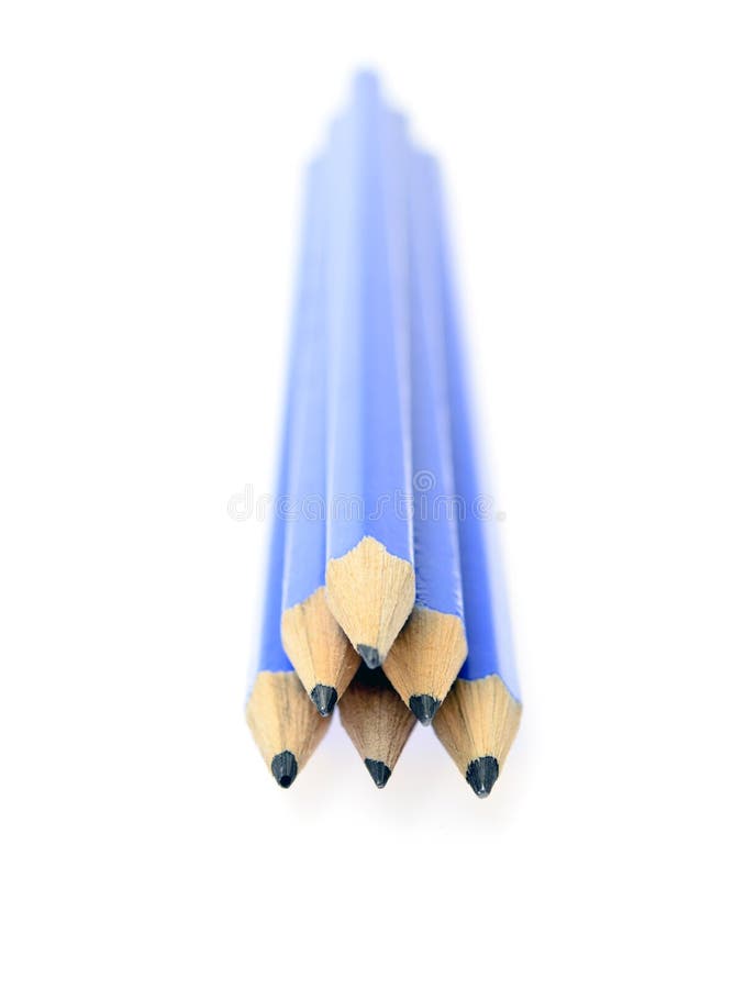 Blue Pencils Isolated on White Stock Photo - Image of eraser, isolated ...