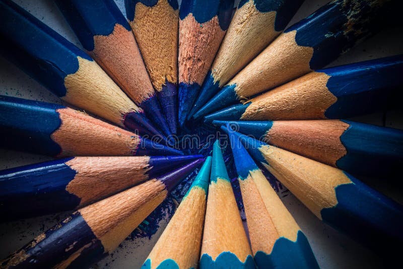 A Creative Idea with Blue Pencils. Creative, Conceptual Blue Colour ...