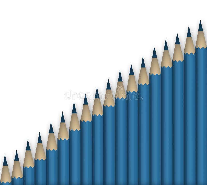 Blue Pencils in Realistic Style on White Background. Creative Artwork ...