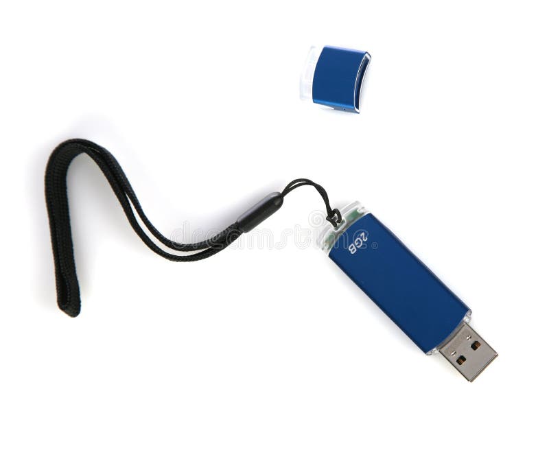 Blue Pendrive On White Background Stock Photo - Image of connect, disk ...
