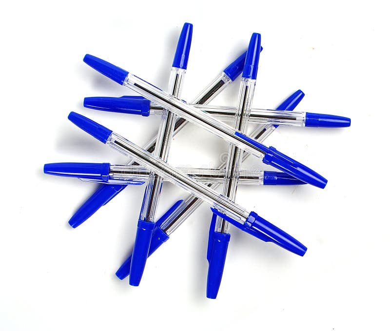 Blue pens stock photo. Image of appliances, writing, office - 12830432