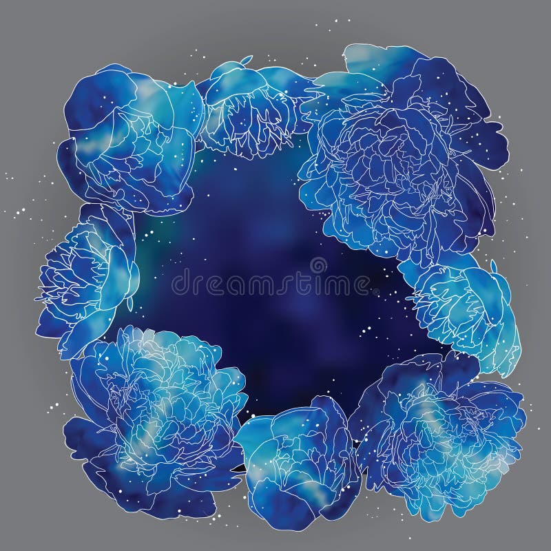 Blue Peonies Vector Background. Floral Frame. Stock Vector ...