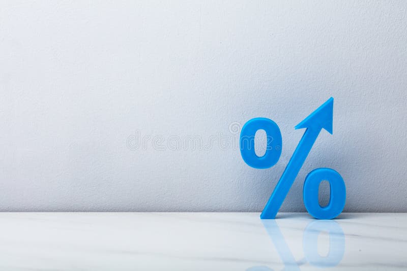 Blue Percentage Sign with Arrow Stock Image - Image of balance ...