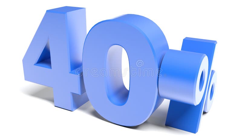 Blue 40 Percente Banner on White Background - 3D Rendering Illustration ...